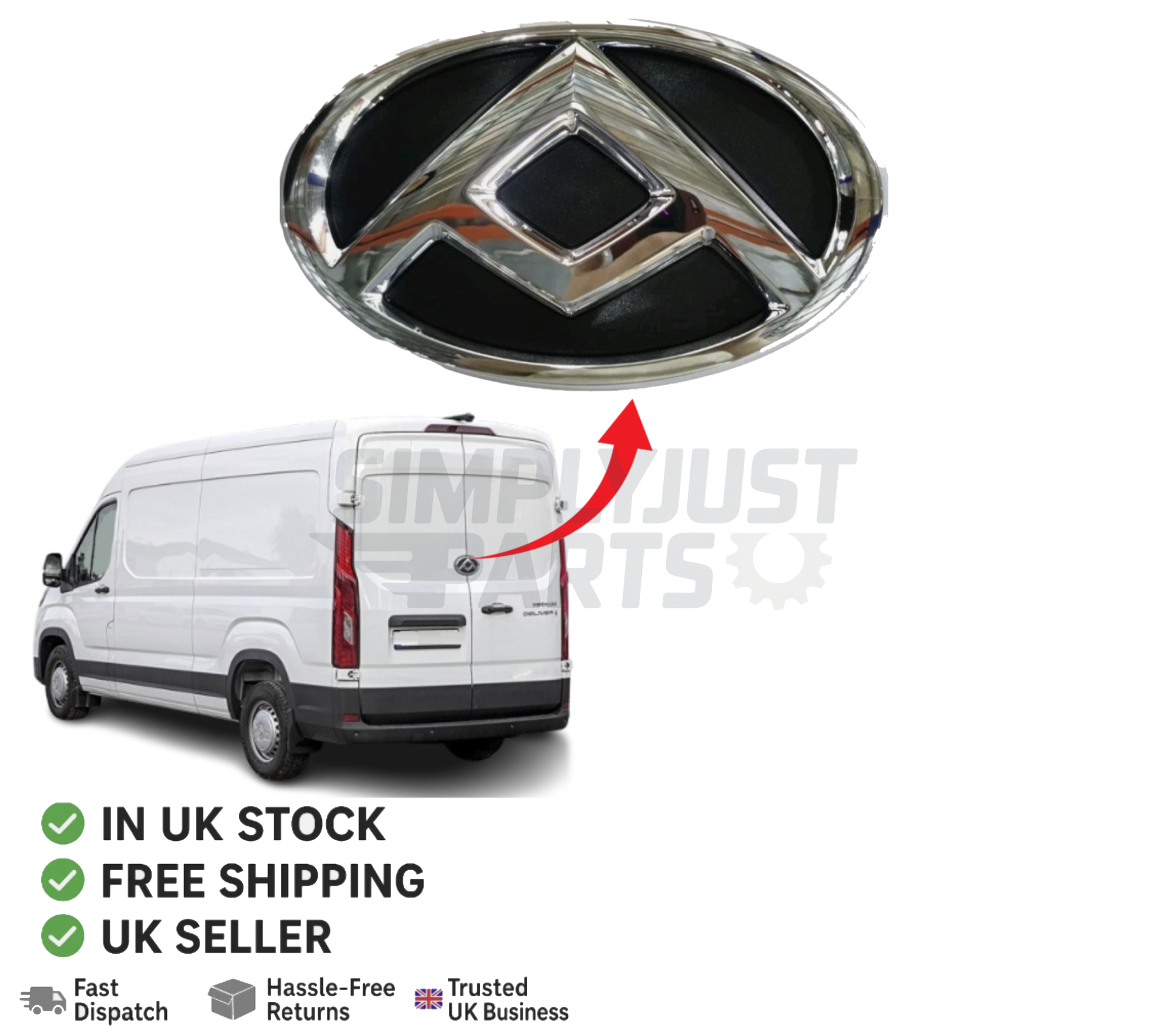 Maxus Rear Door Logo Emblem Badge to fit Maxus Deliver 9 2020-2024 NEW ...